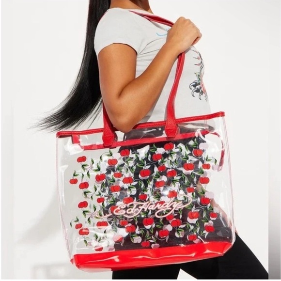 Ed Hardy | Bags | Nwt Ed Hardy Clear Tote Bag With Cherry Decals | Poshmark